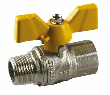 Кран шаровой для газа 1/2" г/ш бабочка TIM DE122H