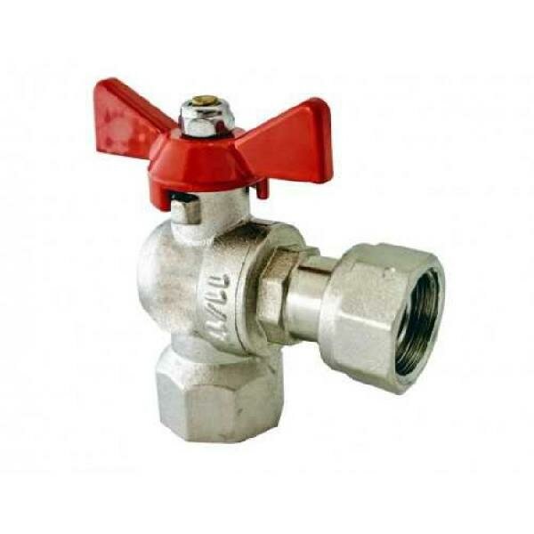 Кран шаровой «STANDARD» угловой с накидной гайкой никель 1/2" г TIM BV212-C02N