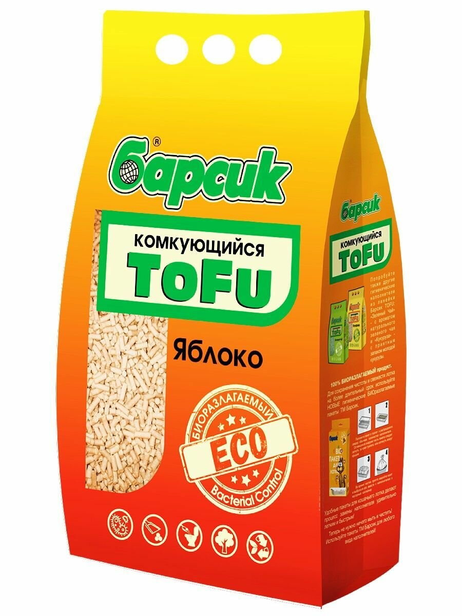Наполнитель Барсик TOFU Яблоко Комкующийся 4,54л