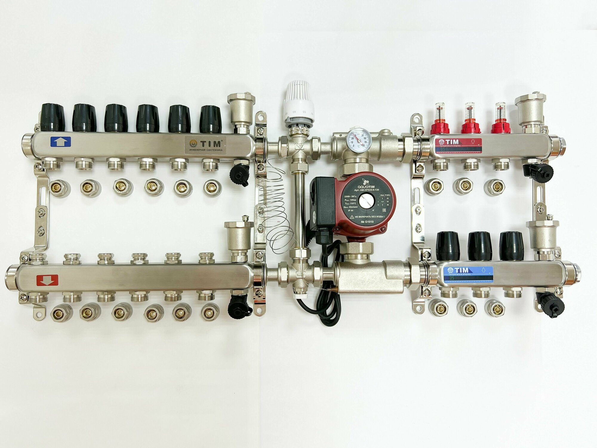 Комплект для подключения тёплого водяного пола на 3 выхода и радиаторов отопления 6 шт
