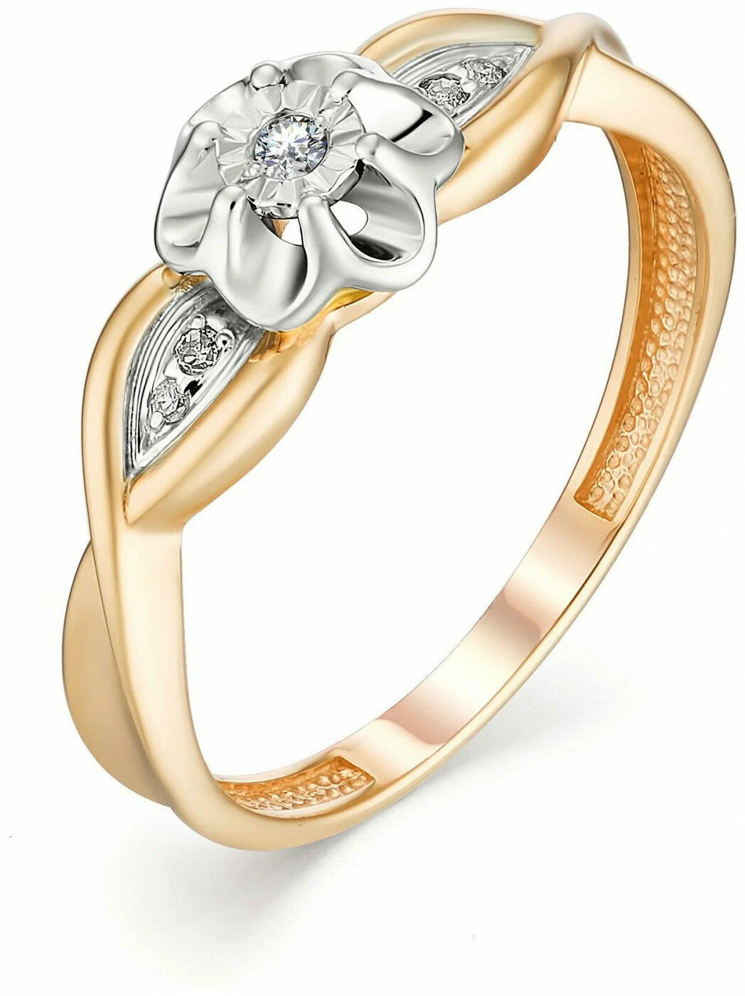 Кольцо помолвочное, красное золото, 585 проба, бриллиант