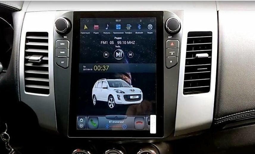 Автомагнитола в стиле ТЭСЛА Митсубиси Аутлендер ХЛ, Пежо 4007, Ситроен С кросс 4+32гб