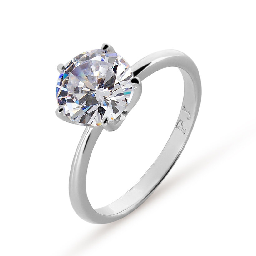 Кольцо помолвочное, тонкое, серебро, 925 проба, родирование, фианит