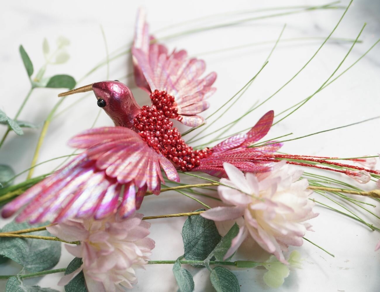 Декоративное украшение на клипсе колибри 'эжени пинк', перо, 20 см, Goodwill AL74125