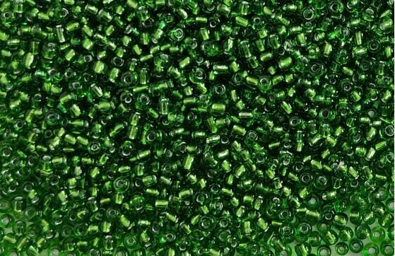 Бисер "ASMAR" размер №12, вес: 450 г, зелёный, внутреннее серебрение