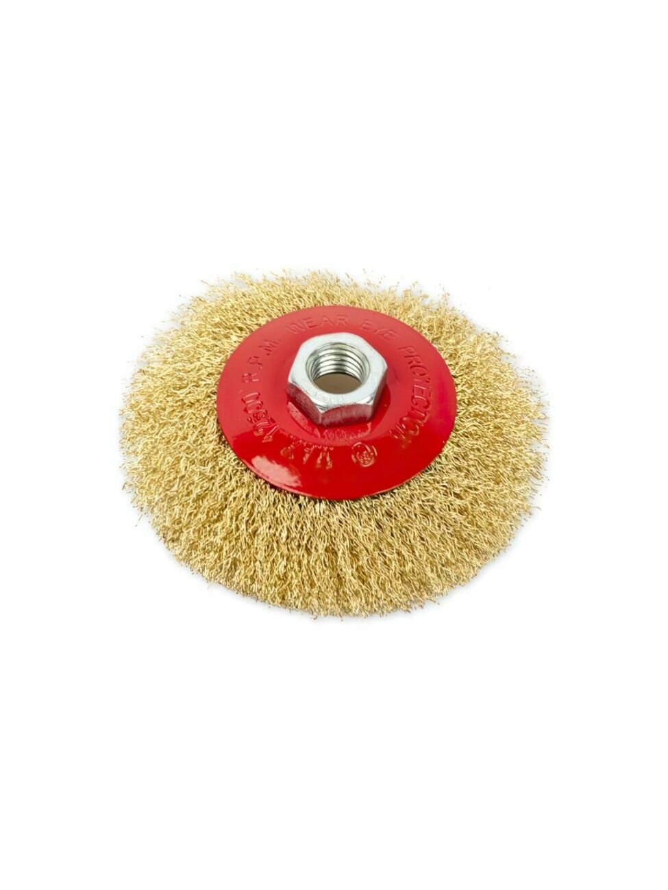 Корщетка для болгарки, щетка для УШМ конусная 100 мм, посадка M14, латунированная проволока