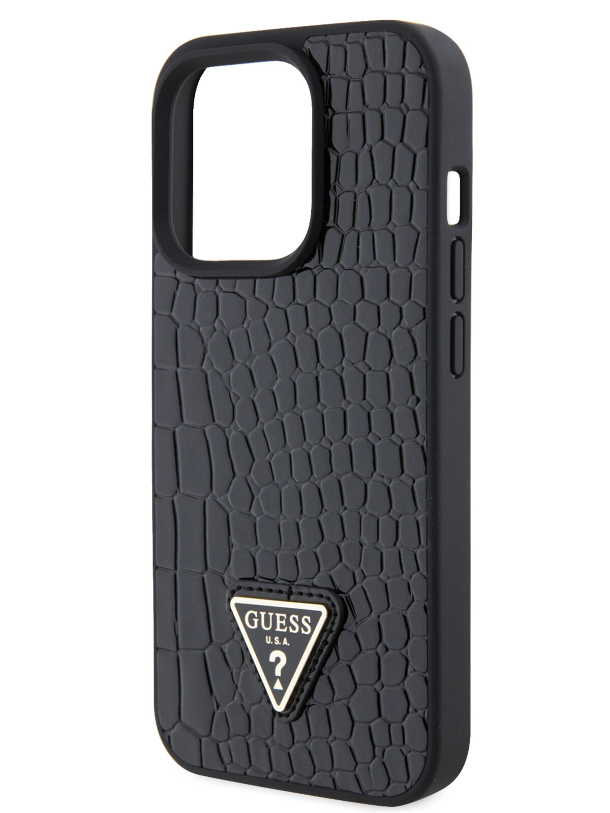 Guess для iPhone 15 Pro Max чехол PU Croco Triangle metal logo Hard Black