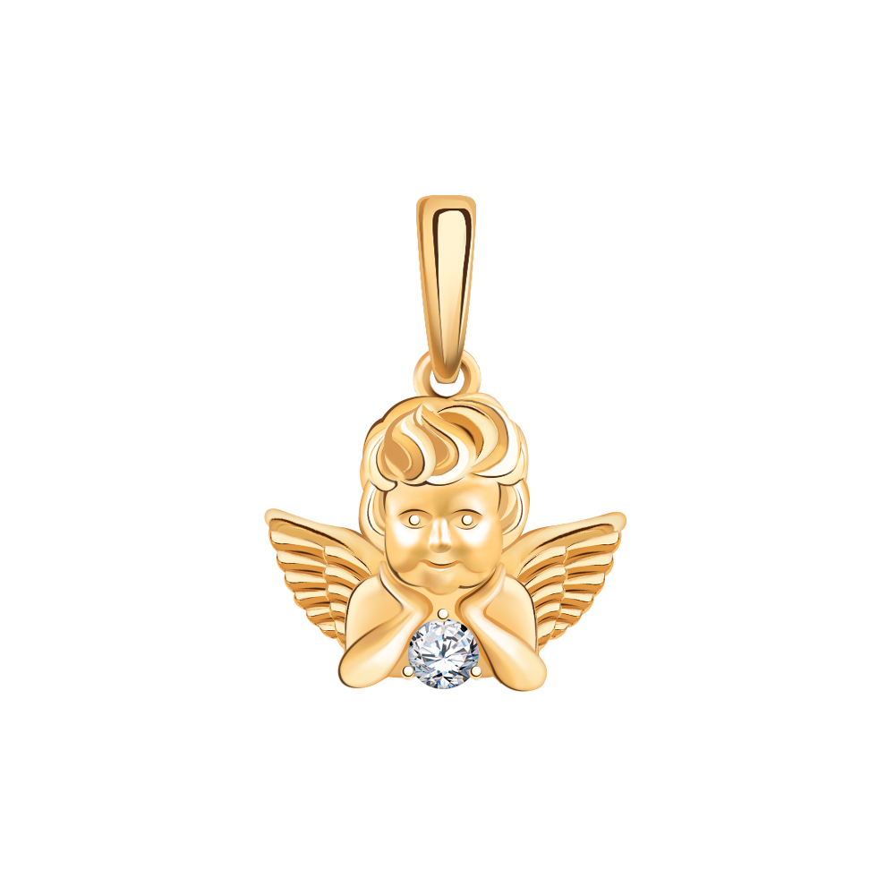 Подвеска, красное золото, 585 проба, фианит