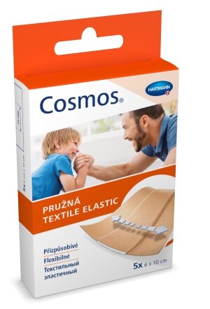 Пластырь COSMOS Textil elastic эласт. цвета кожи,6Х10см,5шт.