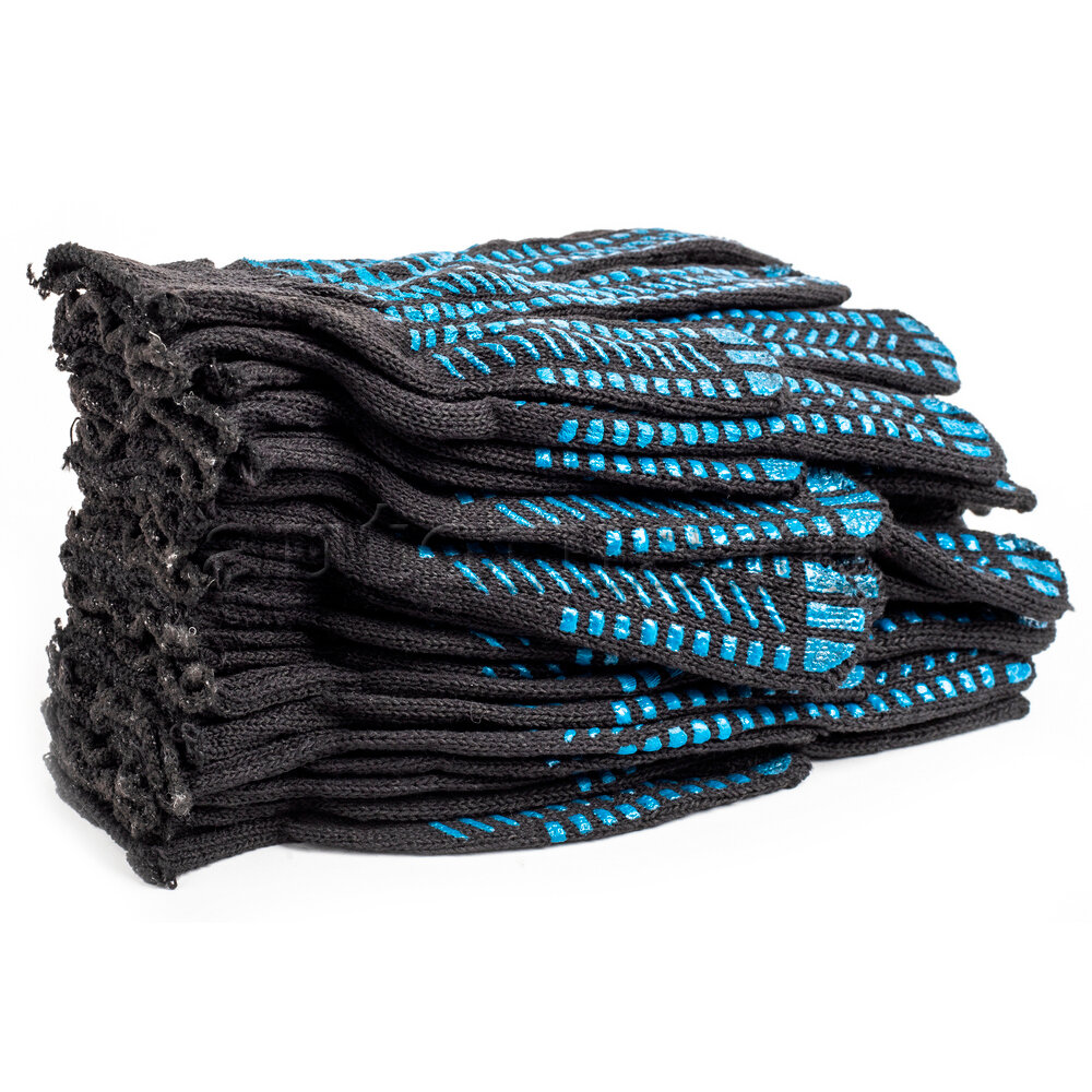 Перчатки рабочие ARNEZI R8000202, черные, многоразовые, размер M, ПВХ точечное покрытие