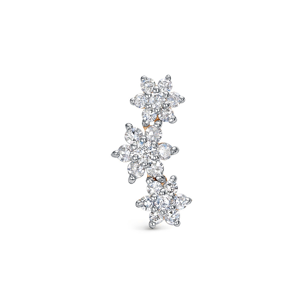 Пирсинг, красное золото, 585 проба, родирование, бриллиант