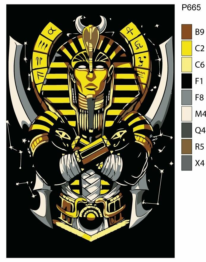 Детская картина по номерам P665 "Египетский Фараон" 20x30