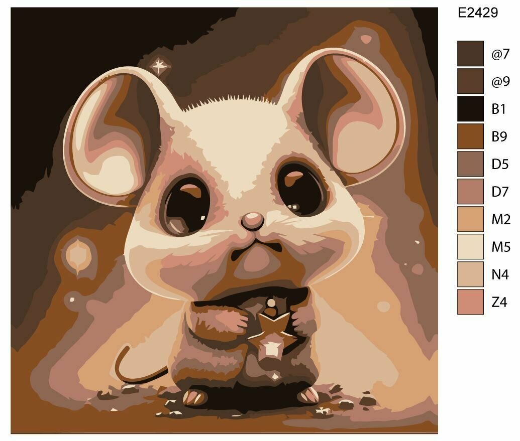 Детская картина по номерам E2429 "Грустный хомячок" 30x30