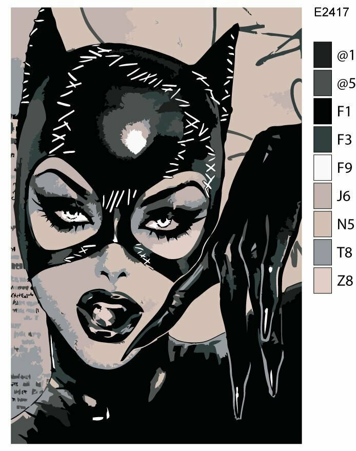 Детская картина по номерам E2417 "Женщина-Кошка" 20x30