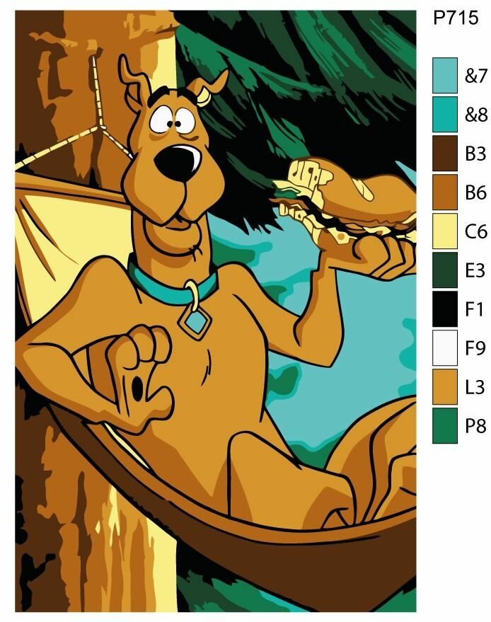 Детская картина по номерам P715 "Мультсериал Скуби-Ду. Скуби-Ду с сэндвичем" 20x30