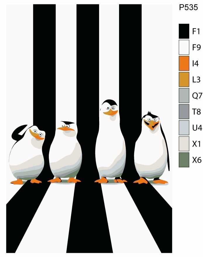 Детская картина по номерам P535 "Мультфильм-Мадагаскар. Пингвины" 20x30