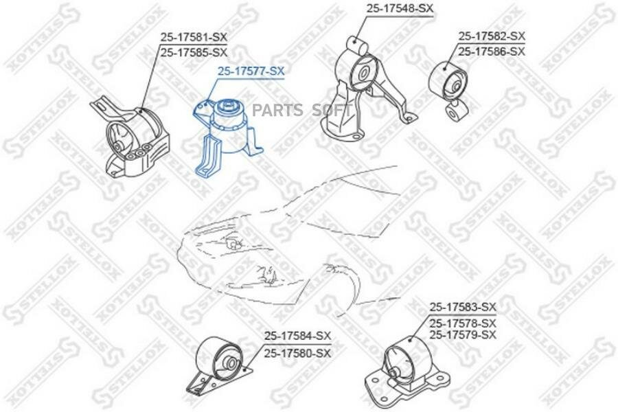 2517577SX STELLOX Подушка двигателя правая