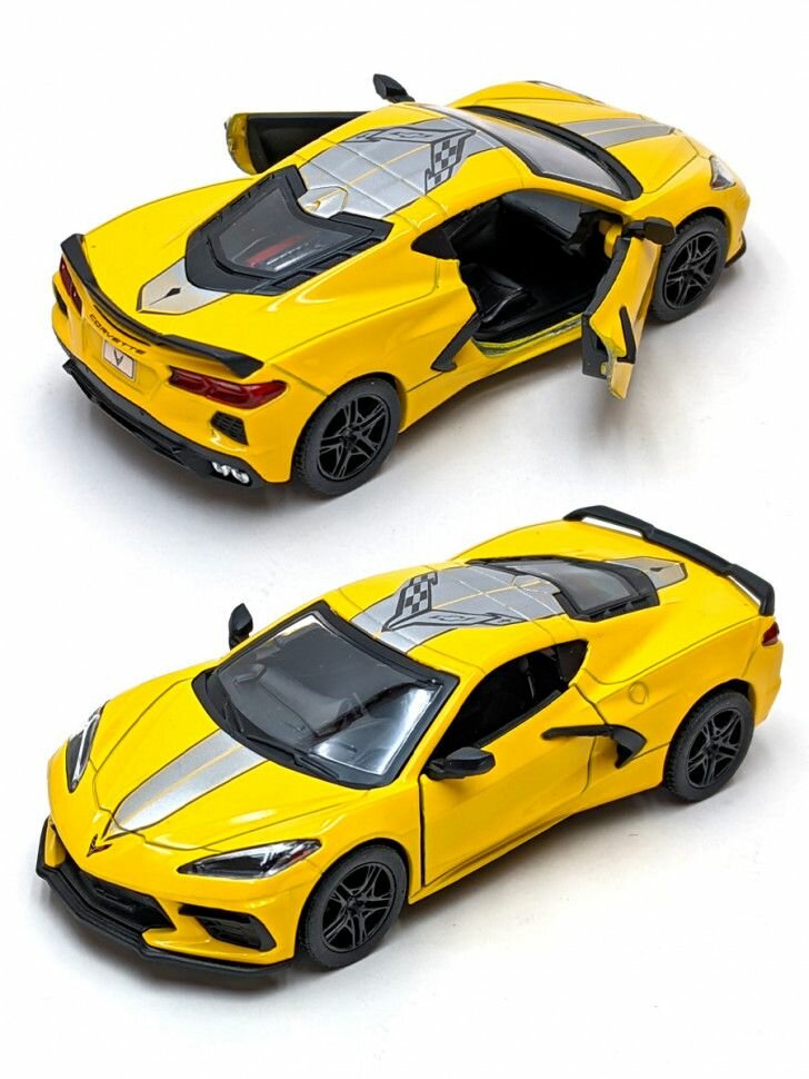Металлическая машинка Kinsmart 2021 Corvette w/ printing 1:36 KT5432DF (Желтый)