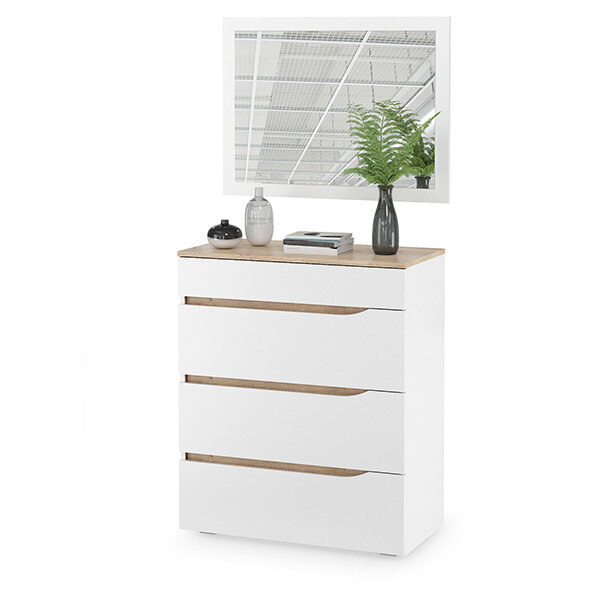 Муссон 13.97 Комод + Зеркало СВК, цвет белый/дуб эндгрейн элегантный