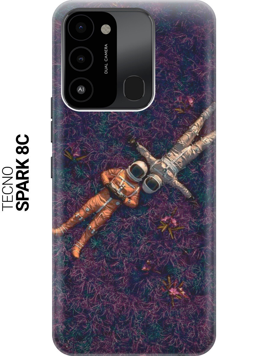 Силиконовый чехол на Tecno Spark 8C / Go 2022 / Техно Спарк 8С / Го 2022 с рисунком "Счастливые космонавты"