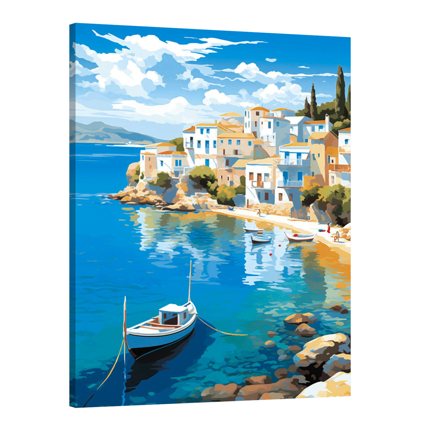 Интерьерная картина 50х70 "Морской берег Греции: мечта путешественника"