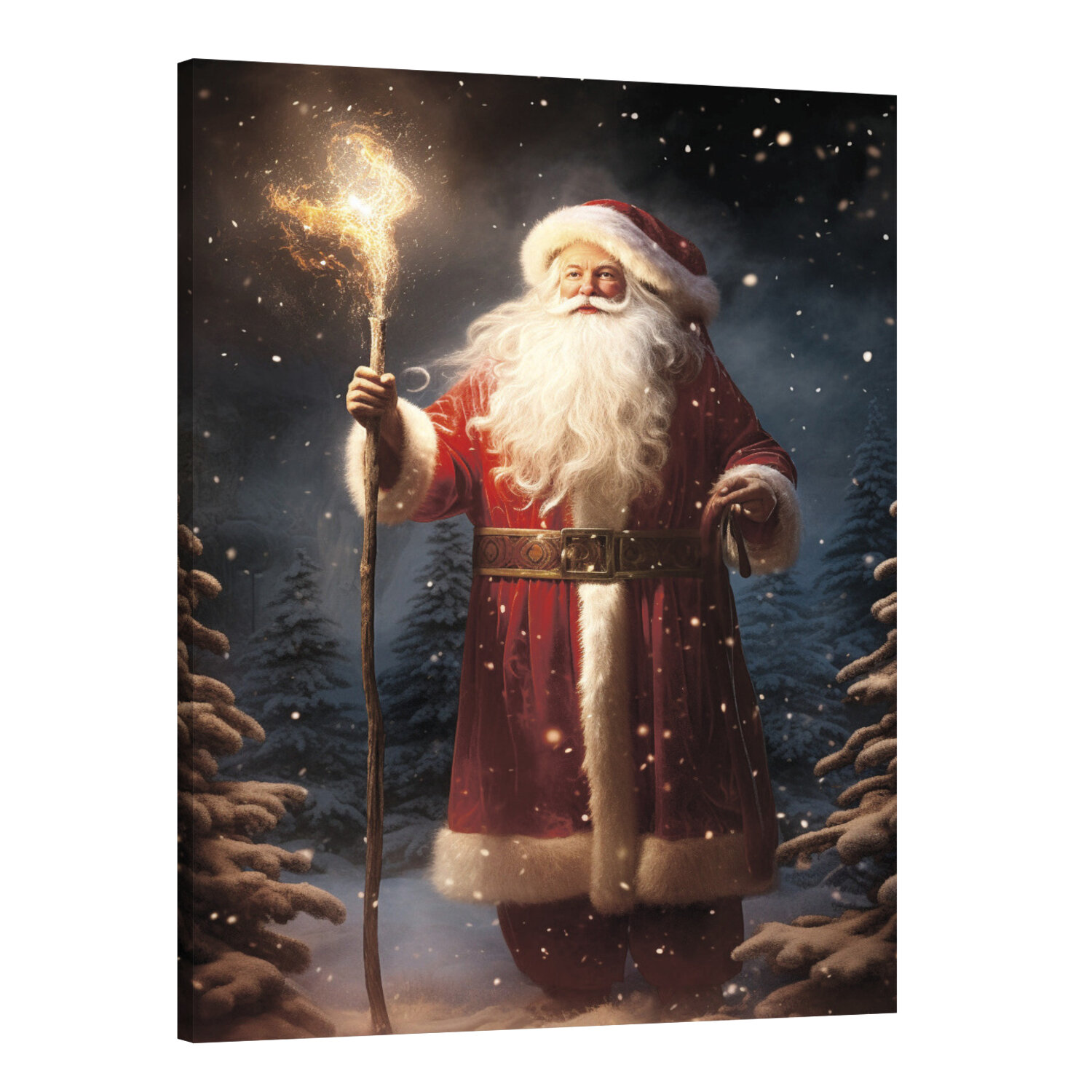 Интерьерная картина 50х70 "Снежный Дед Мороз и его волшебный посох"