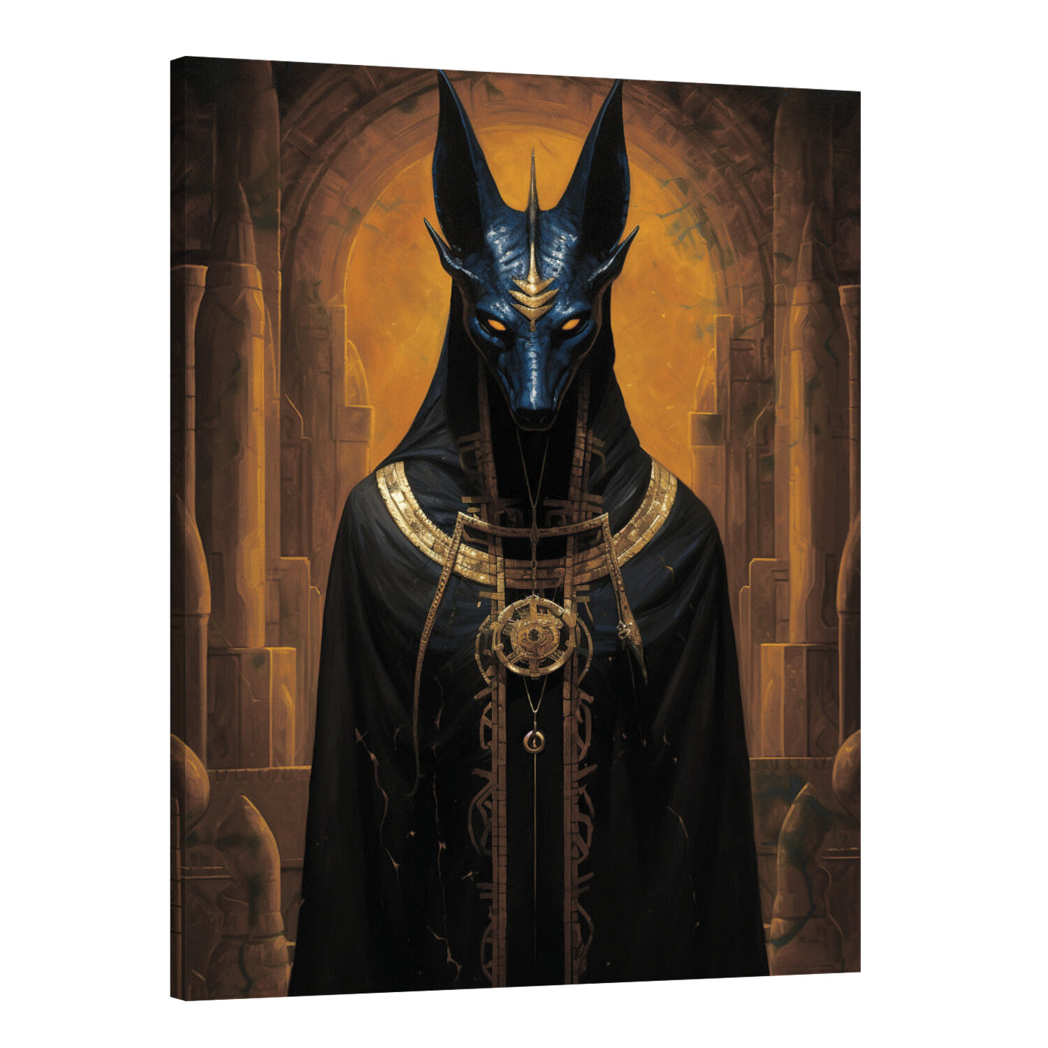 Интерьерная картина 50х70 "Анубис: хранитель забытых древних мистерий"