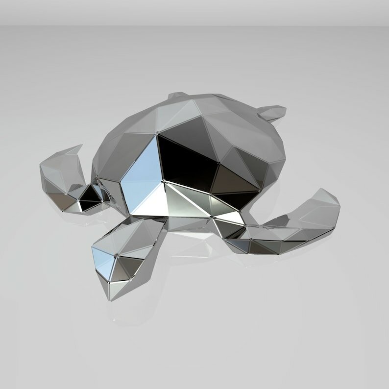 Полигональная фигура Черепаха, геометрический полигональный металлический декор интерьера