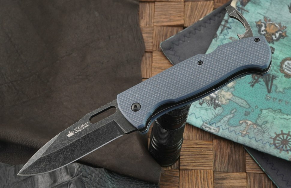 Складной нож Kizlyar Supreme Ute (440c, серая G10, Dark Stonewash)