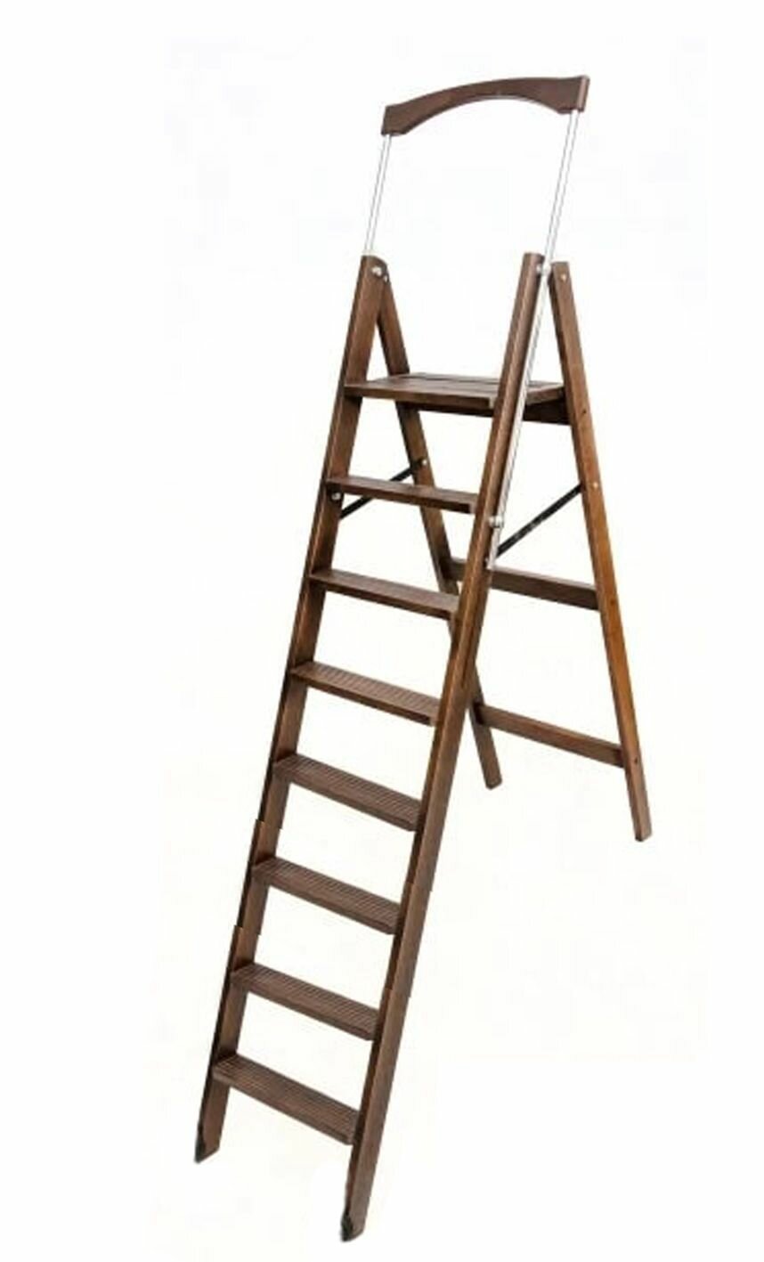 Стремянка деревянная орлан для дома, восемь ступеней, венге