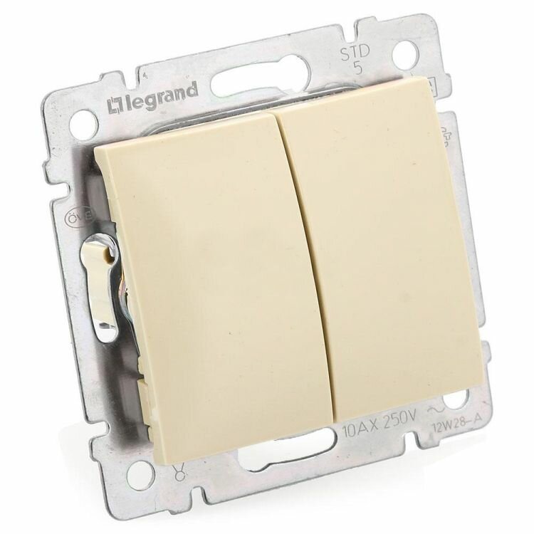 77 4308 Выключатель 2 клавишный проходной 1 шт слоновая кость