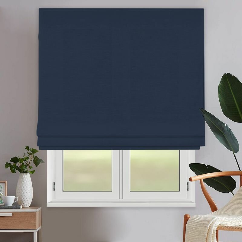 Римская штора OLEXDECO "Монро" Blackout (Dim-out) Тёмно-лазурный 160х170 см, с кордовым карнизом