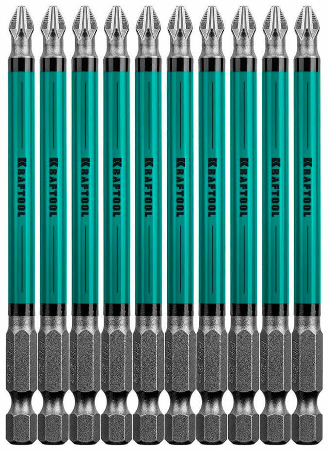 Биты Kraftool Optimum Line PH2 100 мм тип хвостовика E 1/4 10 шт в блистере 26122-2-100-10