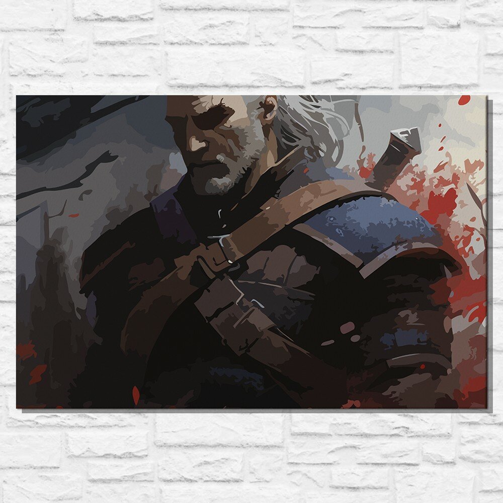 Картина по номерам на холсте игра Witcher 3 (Geralt, Геральт, PS, XBOX, Switch, PC) - 13731 Г 60x40