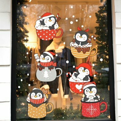 Наклейки на окна новогодние «Зимние динозавры»