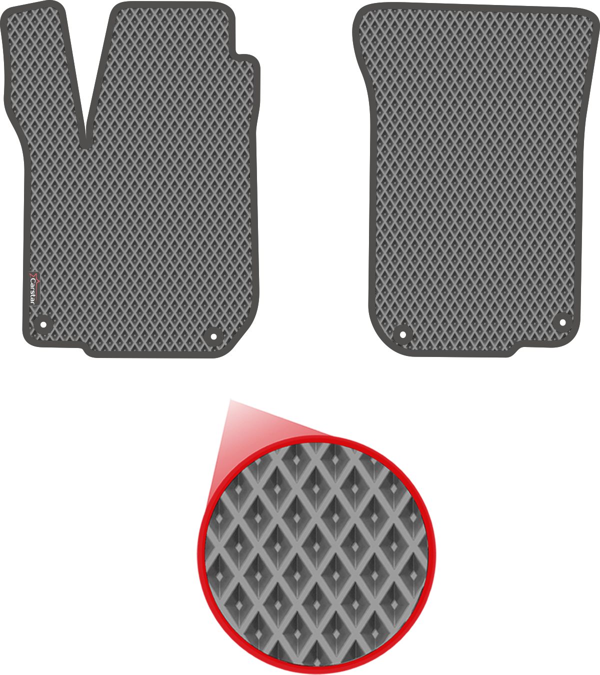Передние коврики EVA для Volkswagen Golf IV (1997-2005), серые с серым кантом, ячейка - ромб