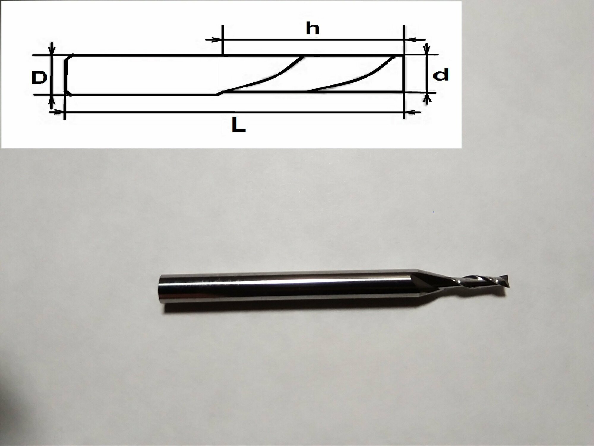 Спиральная двухзаходная фреза SL3156, d-1,5/ h-6/ D-3,175/ L-38. X series для ЧПУ станка