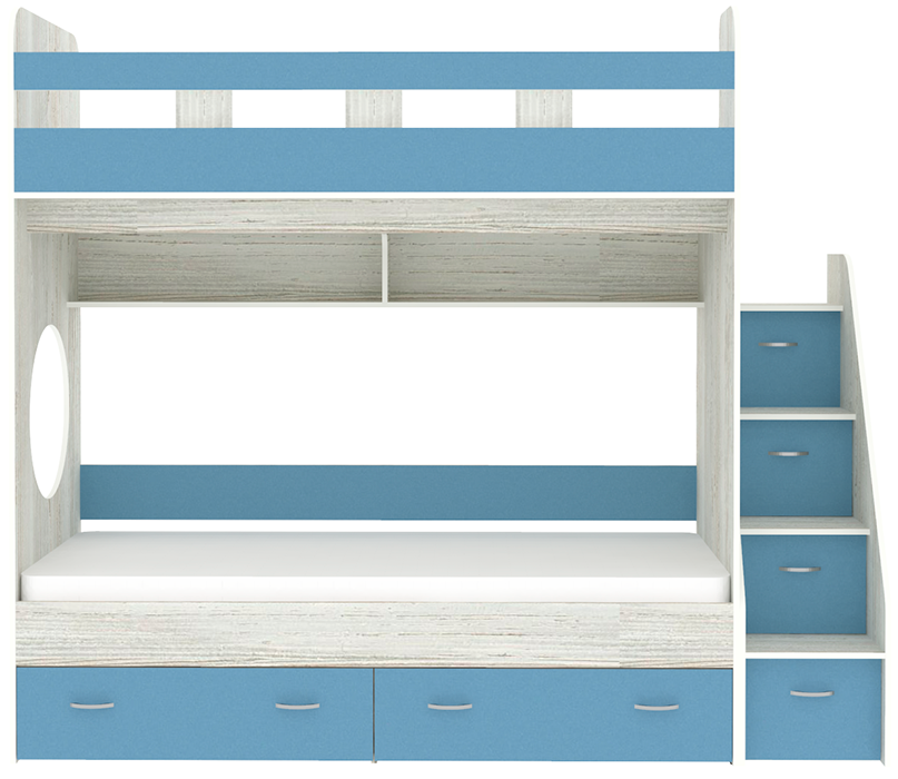 Двухъярусная кровать Юниор 1 80x160 Винтерберг Светло Синий/Голубой