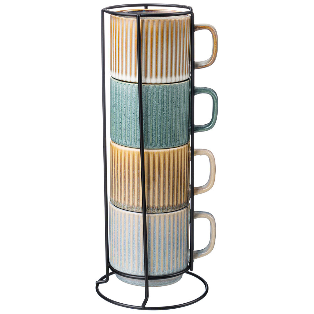 Набор кружек из 4 шт. 270 мл на металлической подставке KSG-191-319