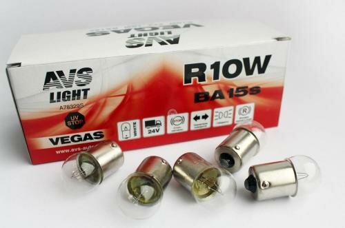 Лампа 24в 10вт металлический цоколь box 10 шт. vegas avs Avs A78329S