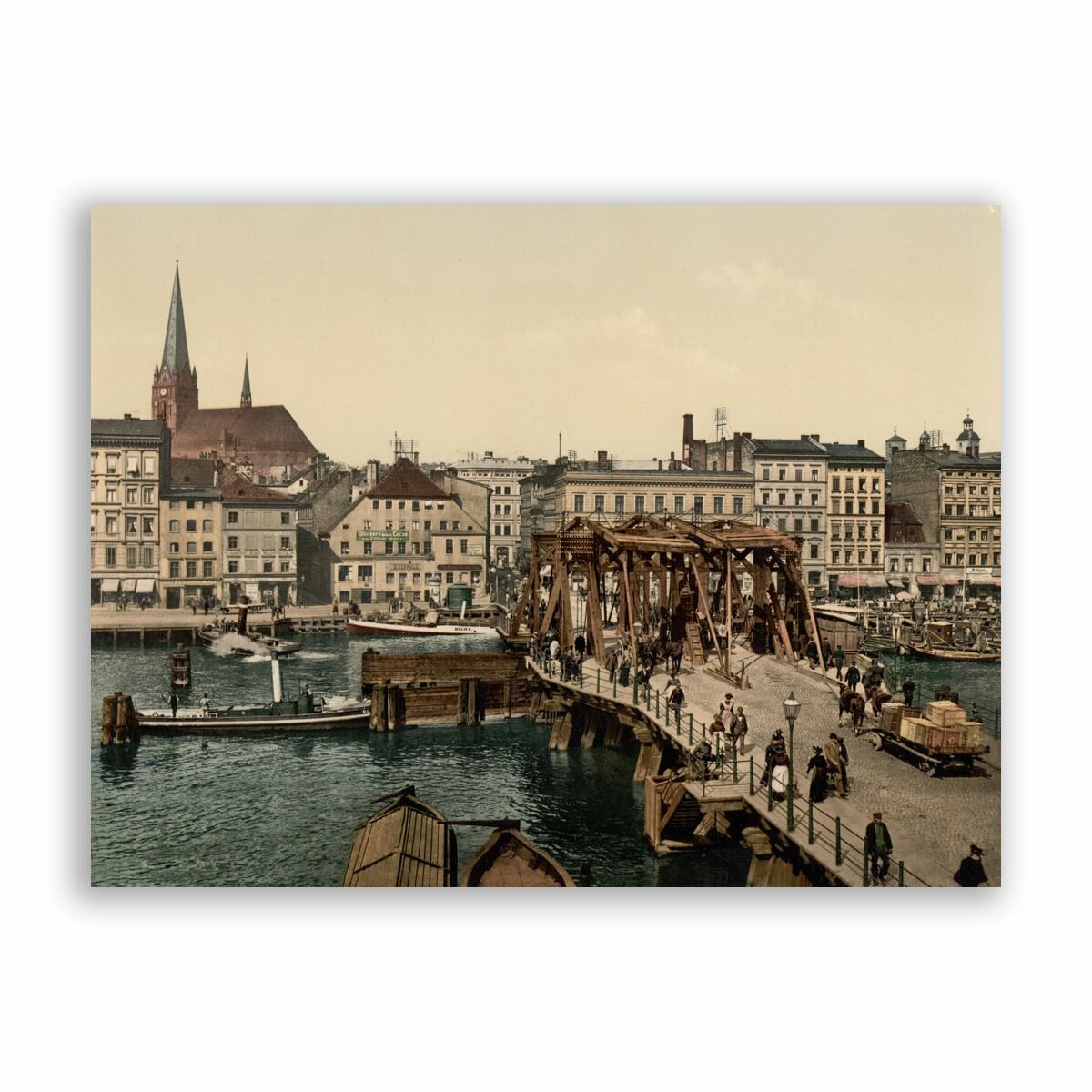 Постер, плакат на бумаге / General view and Great Bridge, Stettin, Germany / Размер 60 x 80 см