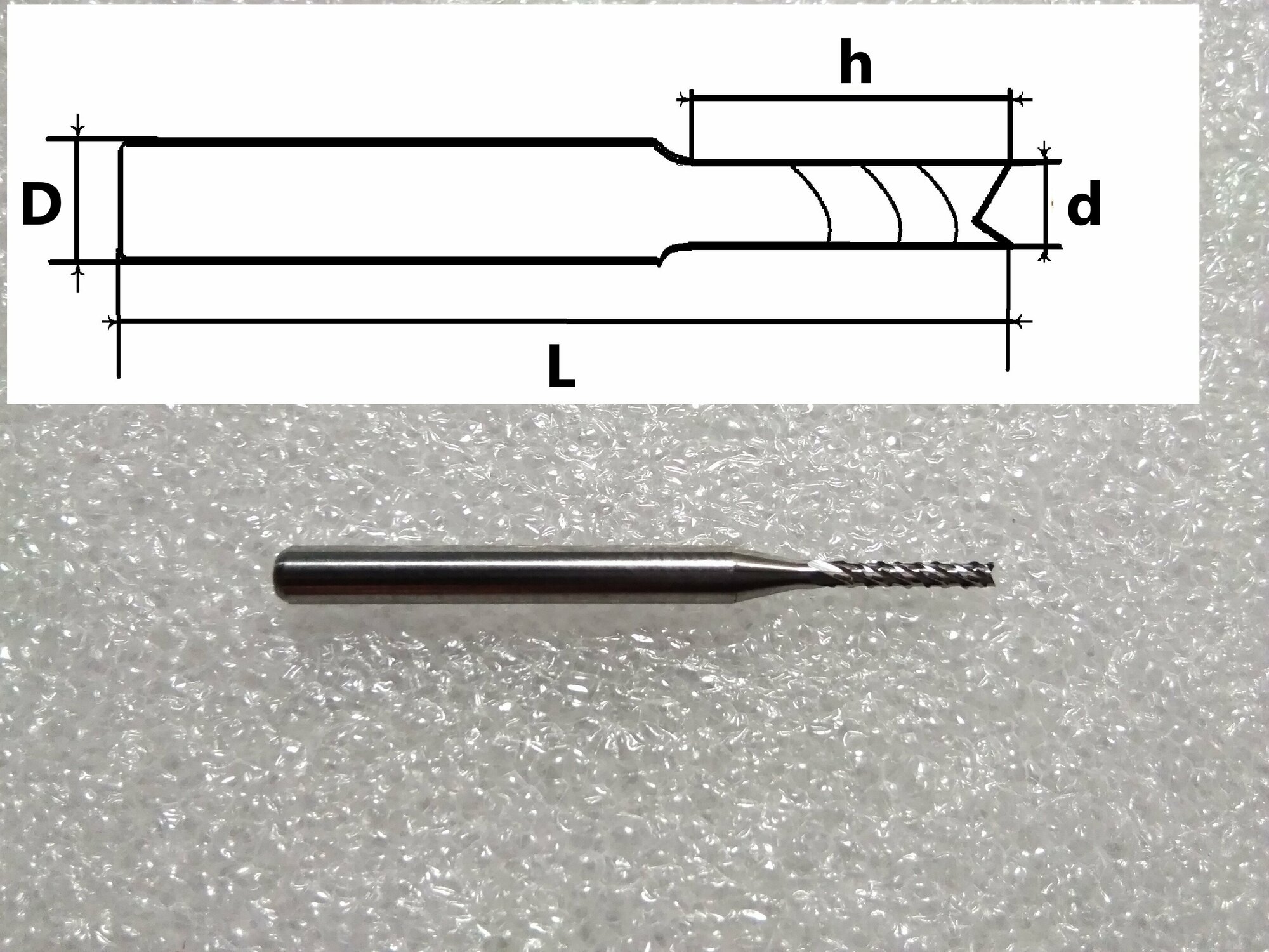 Фреза рашпильная (кукуруза) LD1.5, d-1,5/ h-8,5/ D-3,175/ L-38,1 для ЧПУ станка