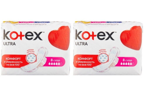 Kotex Прокладки гигиенические Ультра Сетч. Супер Fast Absorb, 8 шт, 2 уп.
