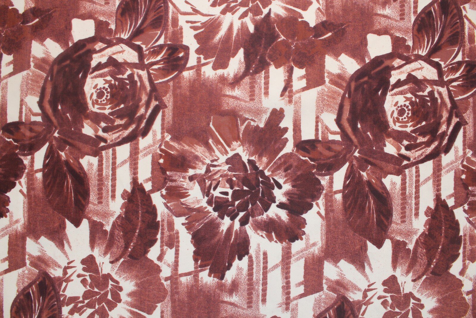 Ткань Шёлк костюмно-плательный Missoni коричневато-бордовый на кремовом фоне, ш136см, 0,5 м