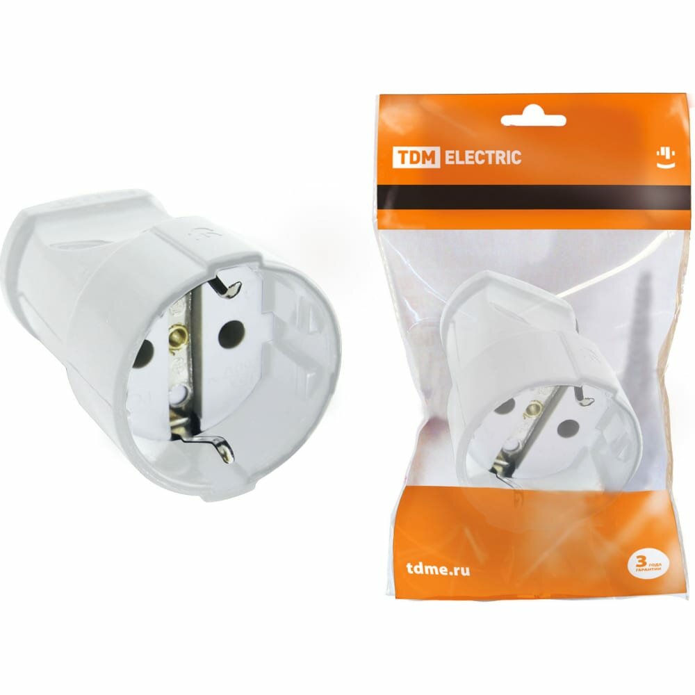 Кабельная розетка TDM ELECTRIC 2П З 16А, 250B, белая SQ1806-0131