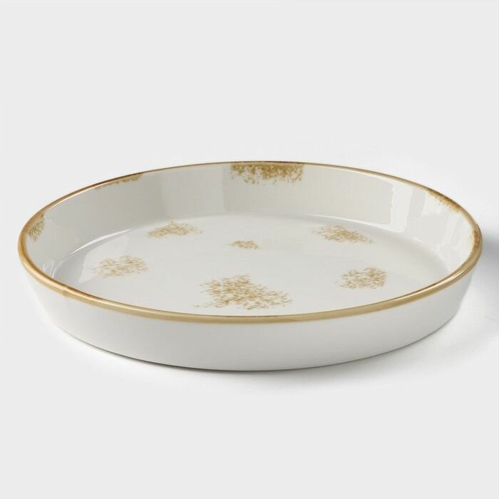 Форма для запекания из фарфора Доляна Organic Gold, 1 л, d 24,5 см, цвет белый