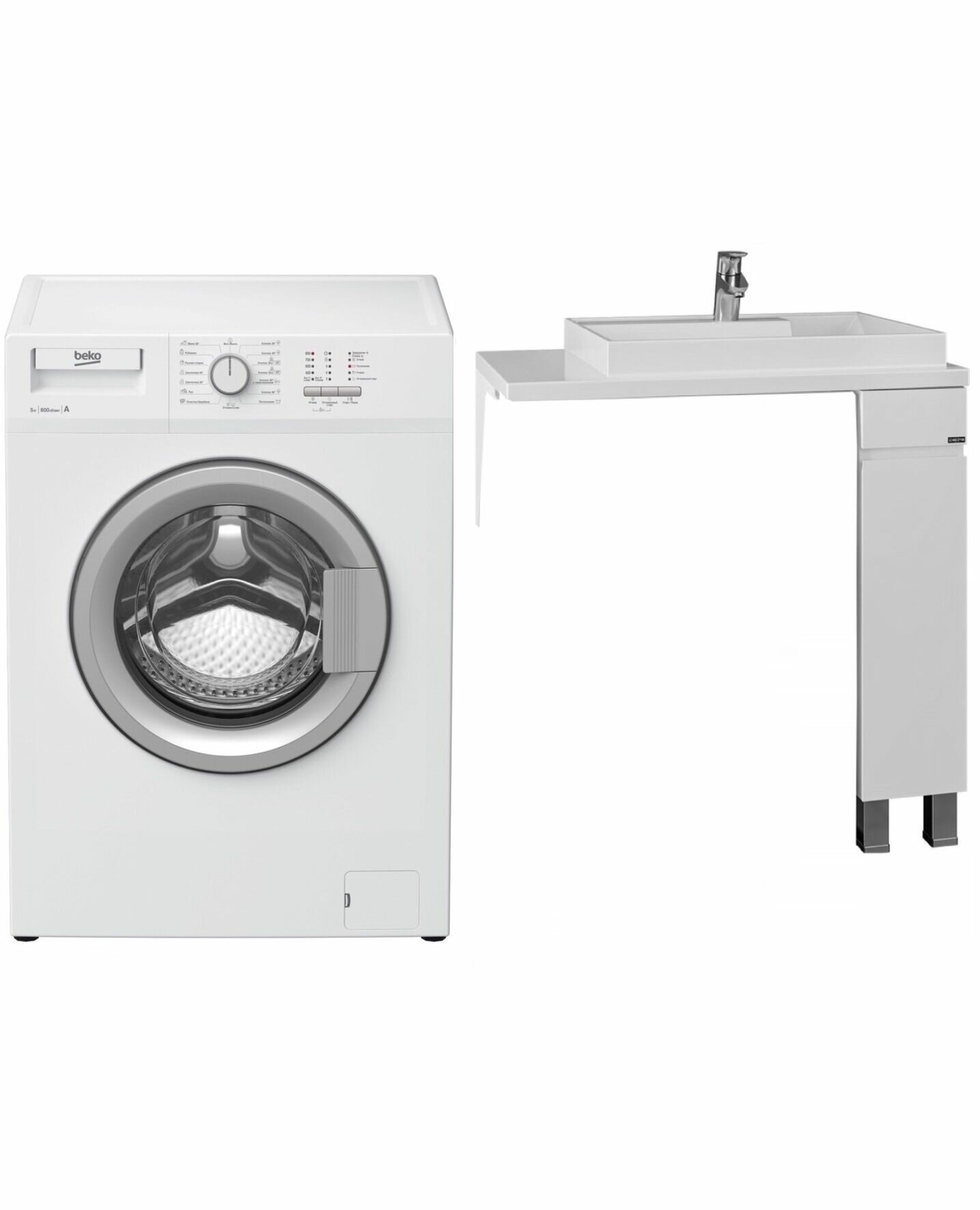 Стиральная машина Beko WRS 54P1 BSW и раковина над стиральной машиной Юпитер 80R