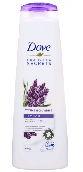 Dove Nourishing Secrets - Густые И Сильные Шампунь "с маслом лаванды и экстрактом розмарина" для всех типов волос 380 мл.