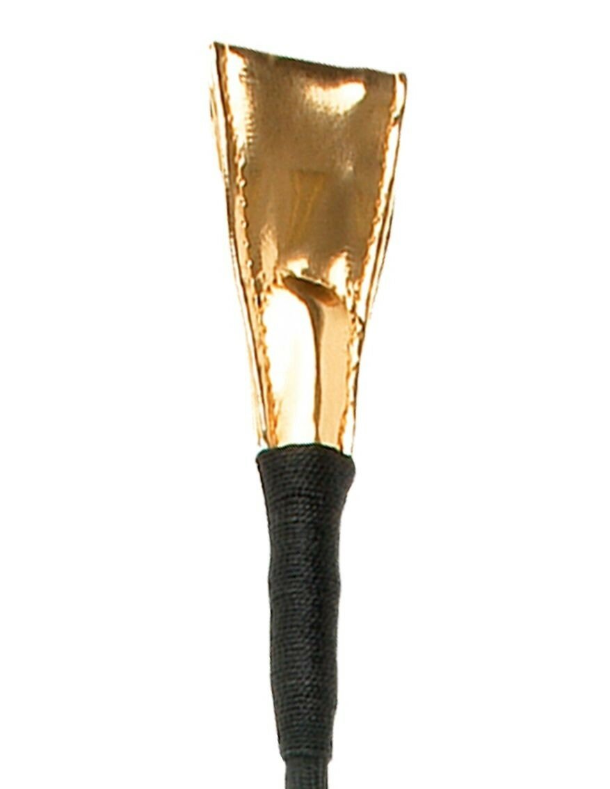 Стек Pipedream«Gold Riding Crop»кожаный гибкий черно-золотой