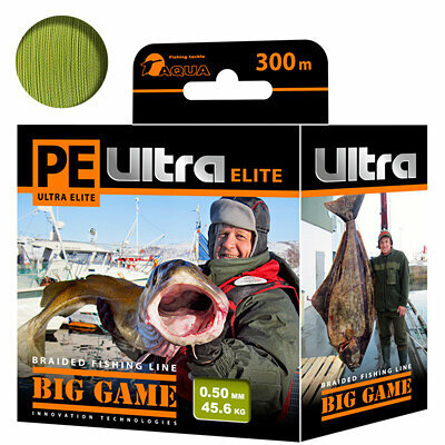 Плетеный шнур для рыбалки AQUA PE ULTRA ELITE BIG GAME Olive 0,50mm 300m